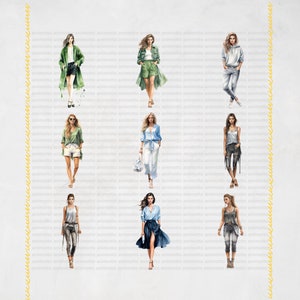 Watercolor Fashion Girls Clipart Bundle, Modern Fashion Clipart Set ...