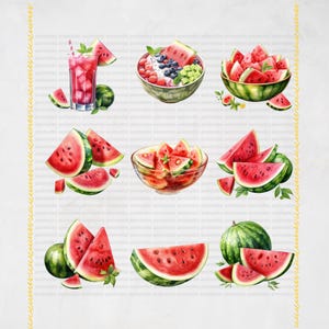 Watercolor Watermelon Clipart Bundle, Summer Fruits Clipart, Food PNG ...