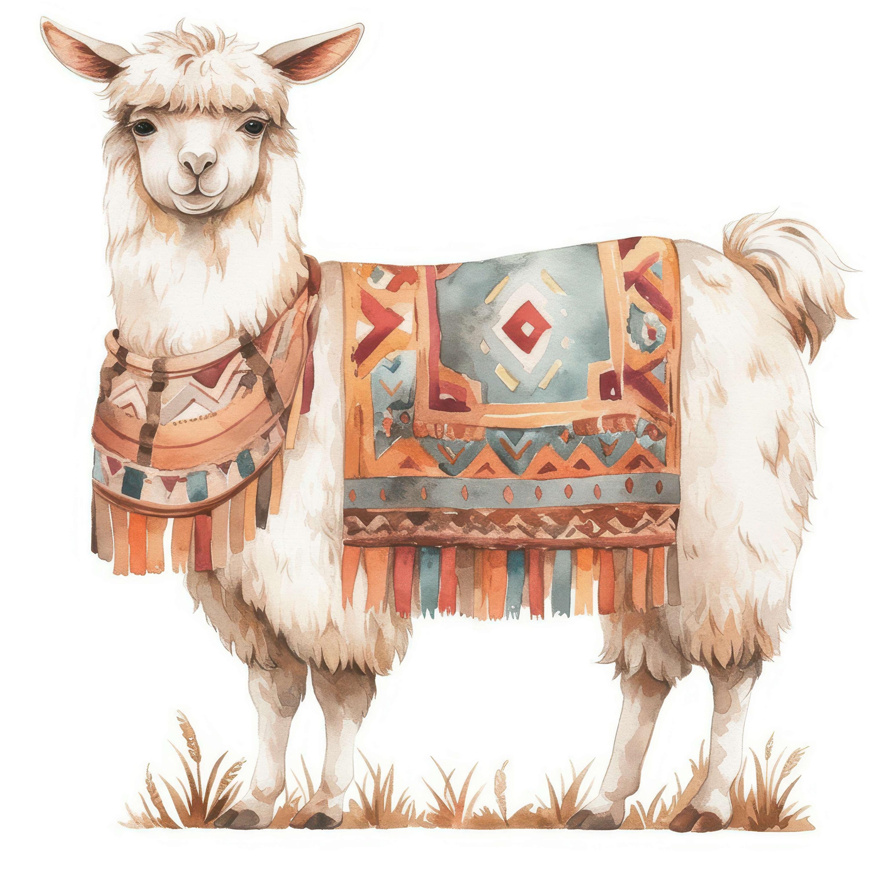 15 Llama Clipart Set, Printable Watercolor Funny Llama Clipart, High ...