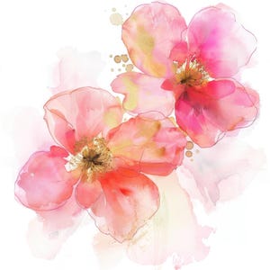 10 Pink Gold Flowers Clipart, Digital Planner, Flowers Print, Printable ...