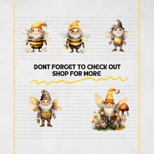 Watercolor Bee Gnomes Clipart Bundle, Cute Garden Gnome Clipart Set ...