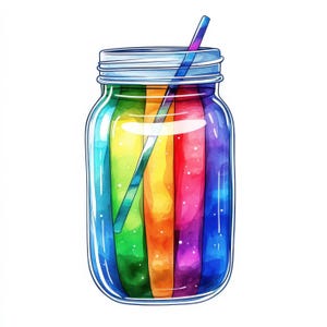 19 Rainbow Jars Clipart Bundle, Rainbow in a Jar Illustrations, High ...