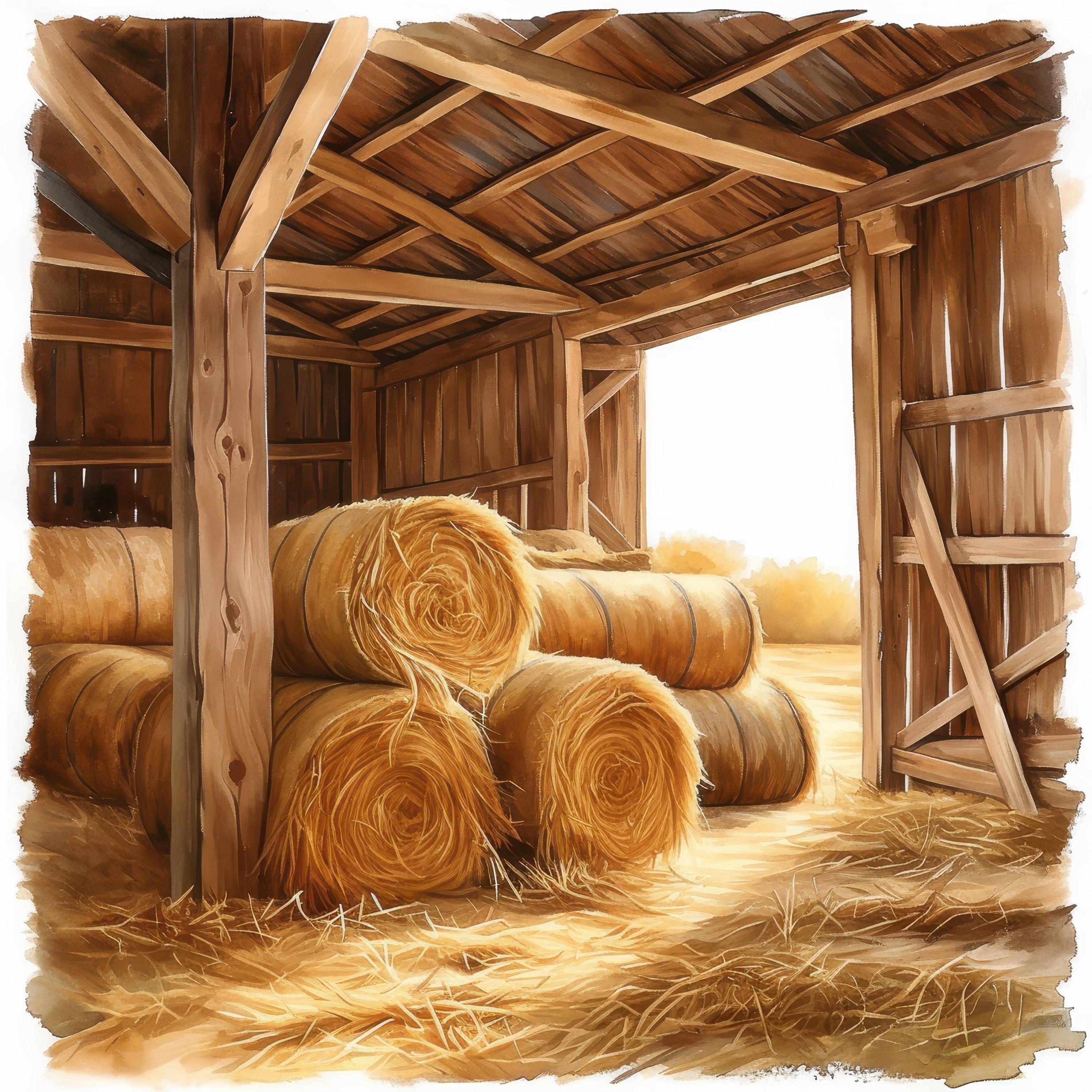 13 Haystack in Barn Clipart Set, Rustic Barn Illustrations, Printable ...