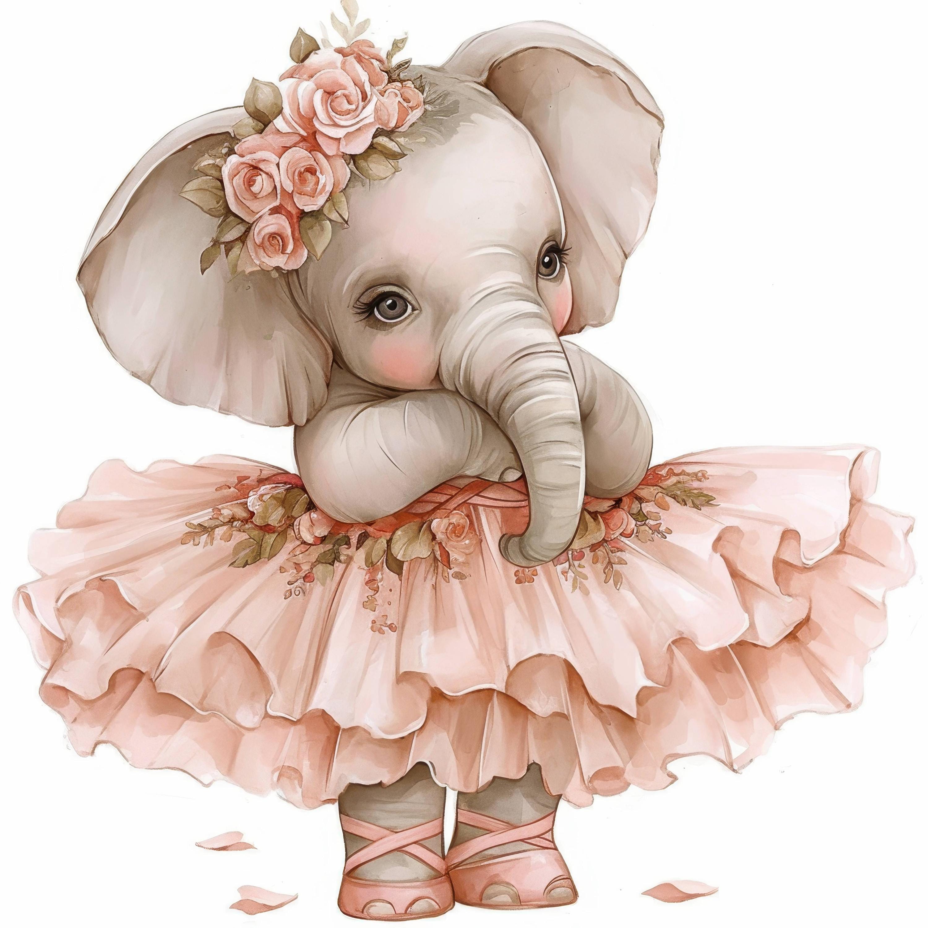 15 Elephant Ballet Clipart Set, Ballerina Animal Graphics, Printable ...