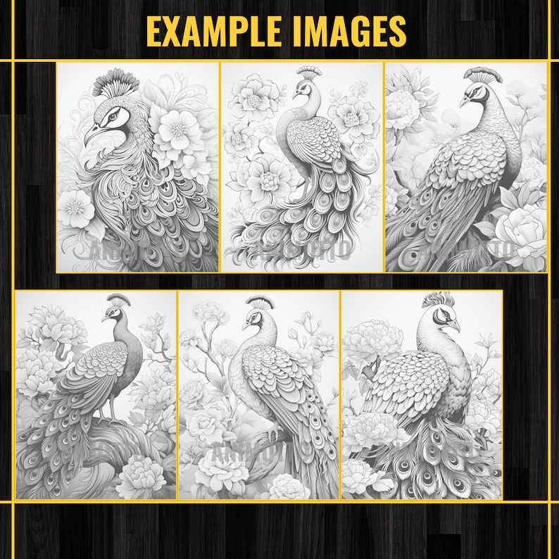 Beatiful Peacocks 35 Coloring Page Book, Adults Kids Instant Download ...