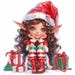 19 Christmas Elf Cards Clipart Bundle, Printable Watercolor Elves ...