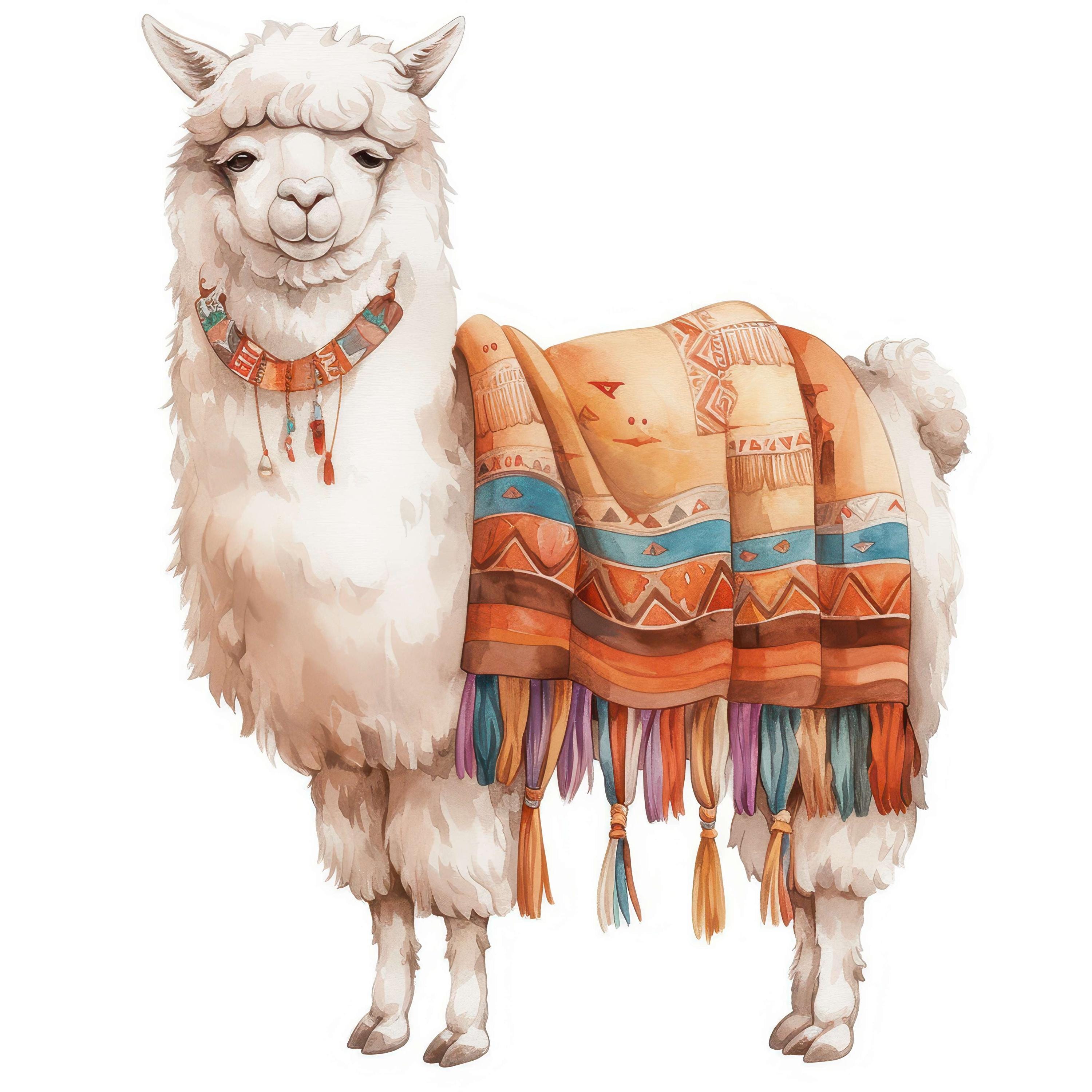 15 Llama Clipart Set, Printable Watercolor Funny Llama Clipart, High ...