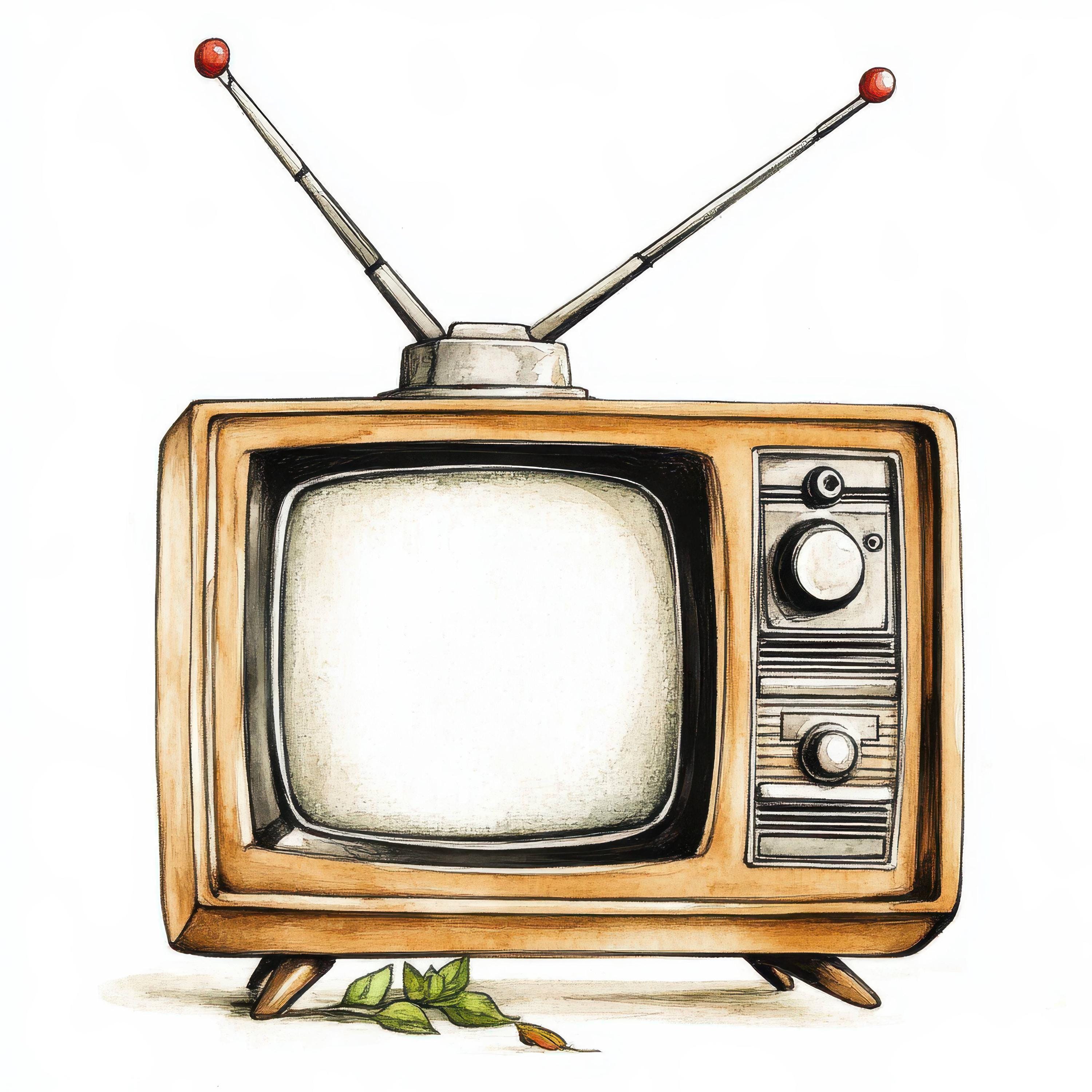11 Retro TV Clipart Bundle, Vintage Television Illustrations, Printable ...