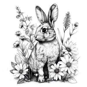 15 Bunny Black Ink Clipart Bundle, Line Art Clipart Illustrations ...