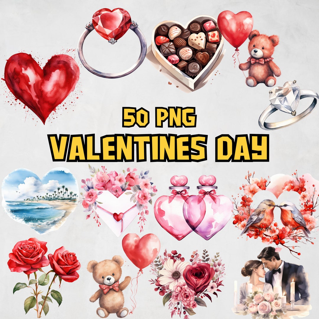 Watercolor Valentine's Day Clipart Bundle | Red Roses Clipart Images ...