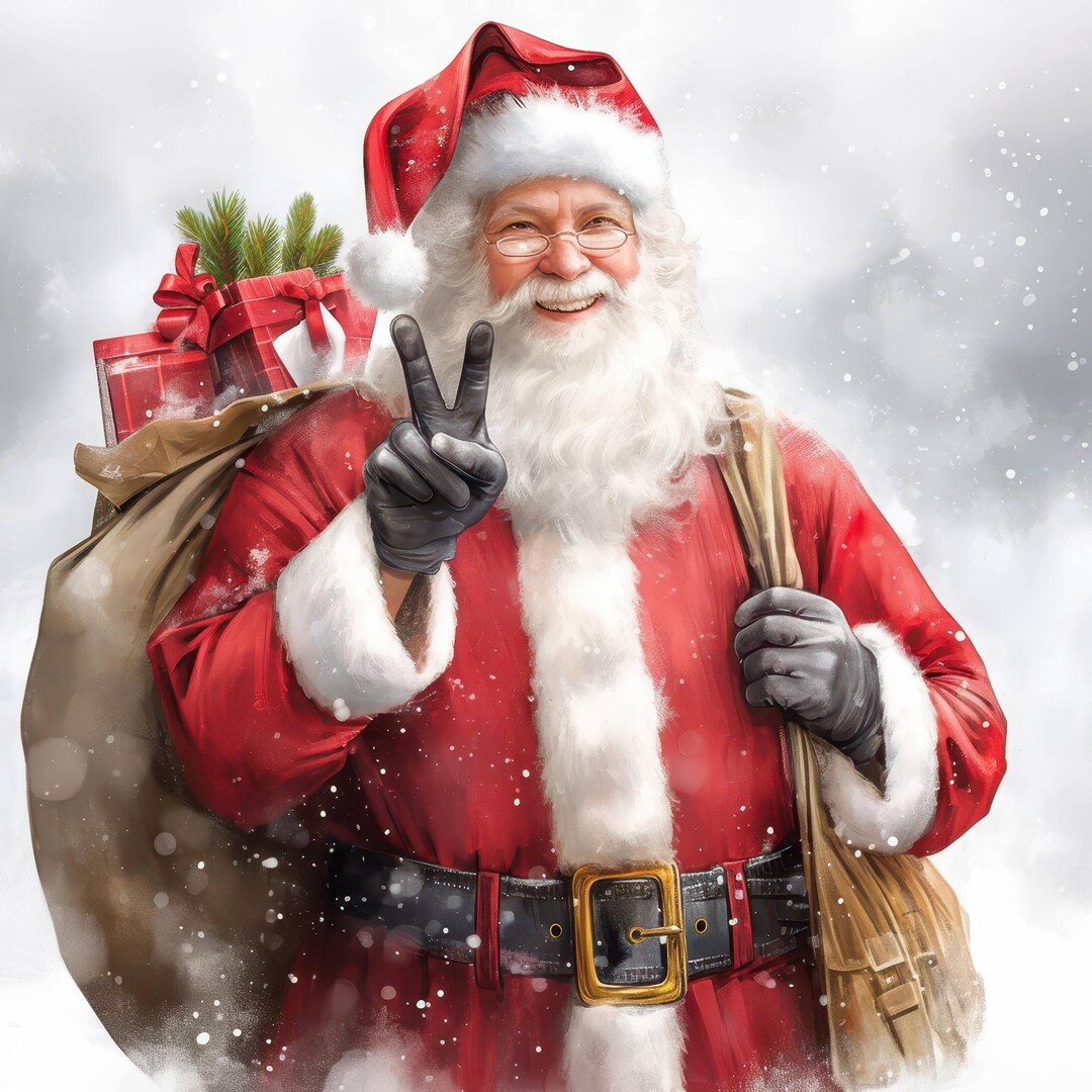 14 Santa With Presents Clipart Bundle, Printable Watercolor Christmas ...