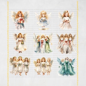 Watercolor Christmas Angels Clipart Bundle, Angel Girl Clipart Set ...