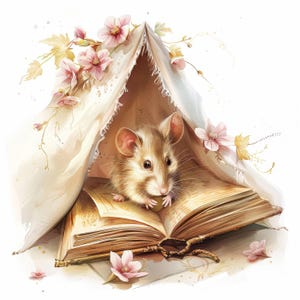 11 Mouse Reading Book Clipart Bundle, Mouse Book Images, Printable ...