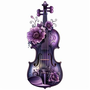 14 Elegant Purple Violin Watercolor Clipart Bundle, Digital Download ...