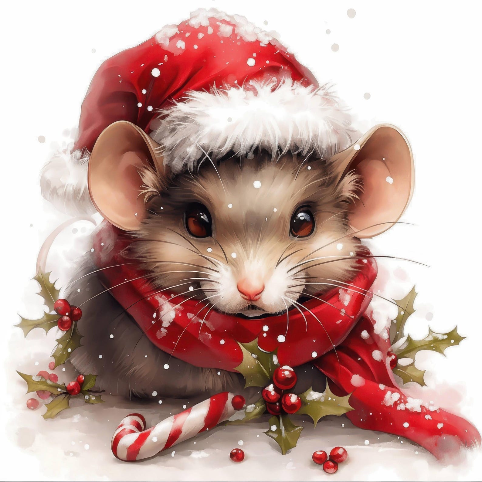 12 Christmas Mouse Clipart Bundle, Festive Mice Prints Illustrations ...