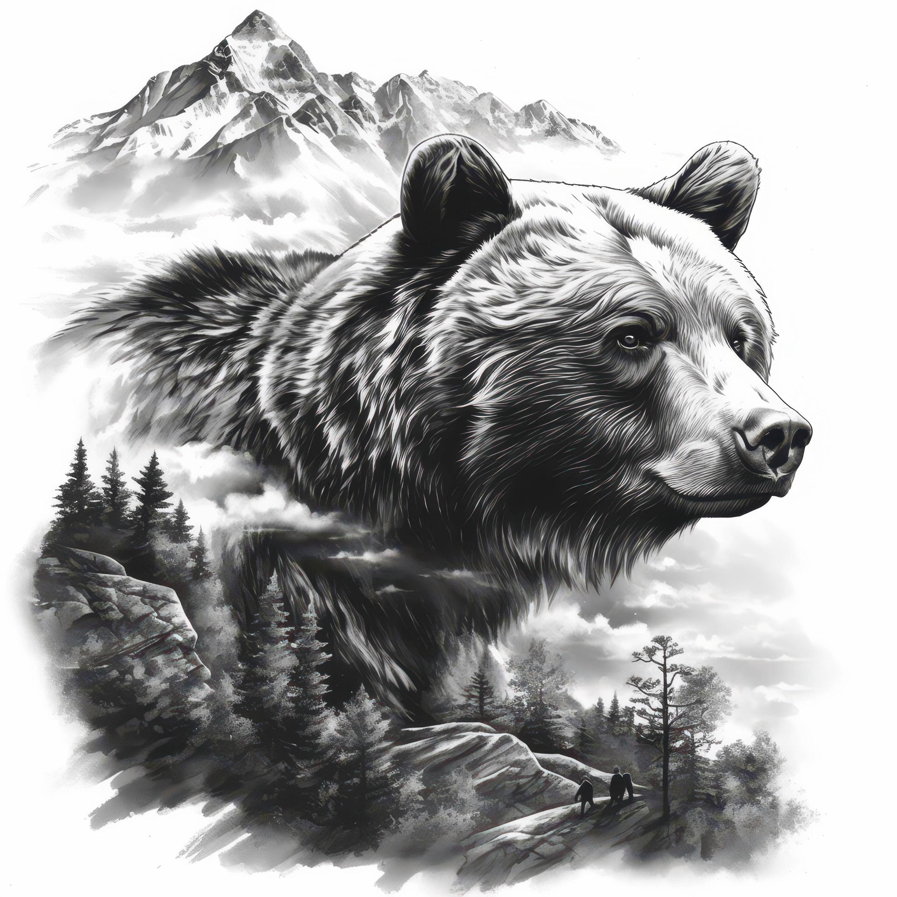 16 Brown Bear Clipart Bundle, Bear Ink Prints Illustrations, Printable ...