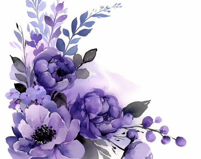 Purple Floral Frame Clipart, Flower Border Clipart, Floral Border ...