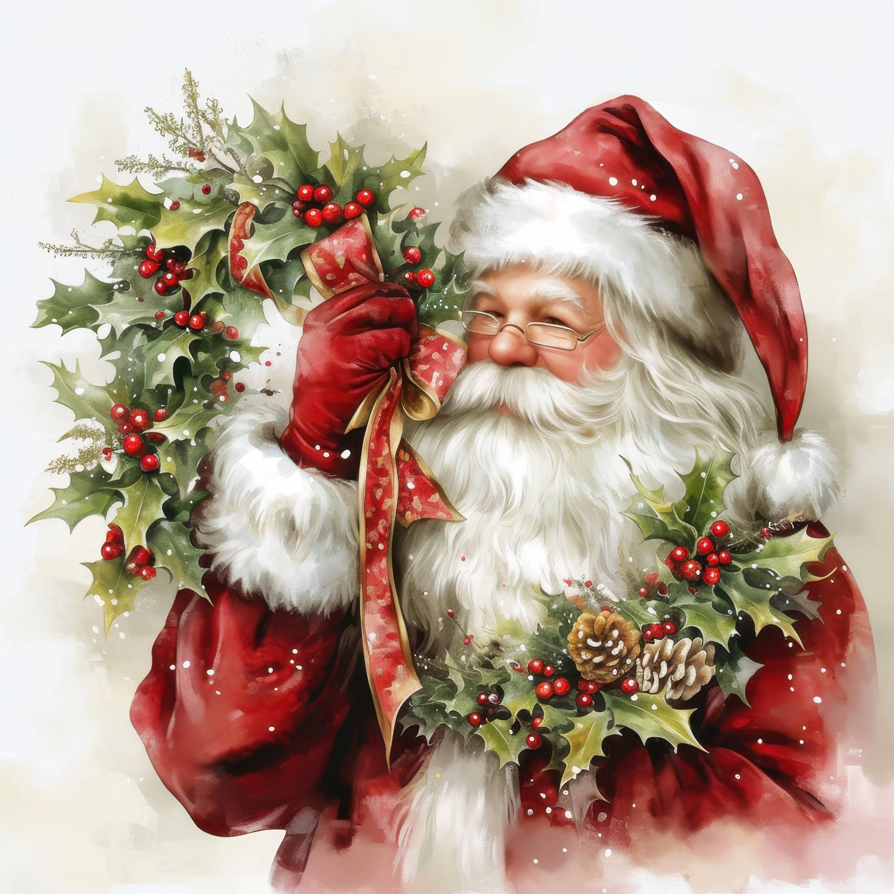 11 Old Time Santa Clipart Bundle, Christmas Images Illustrations ...
