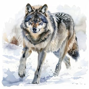 13 Wolf in Winter Clipart Bundle, Printable Watercolor Clipart, High ...