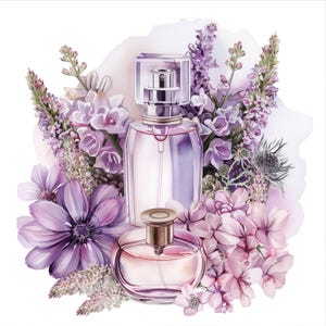13 Floral Perfume Bottle Clipart Bundle Set, 15 High-quality Jpgs for ...