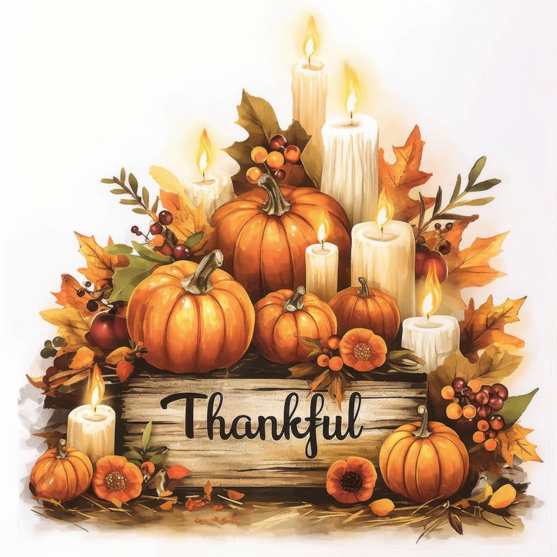 10 Fall Thanksgiving Clipart Bundle 2, Fall Harvest Illustration ...