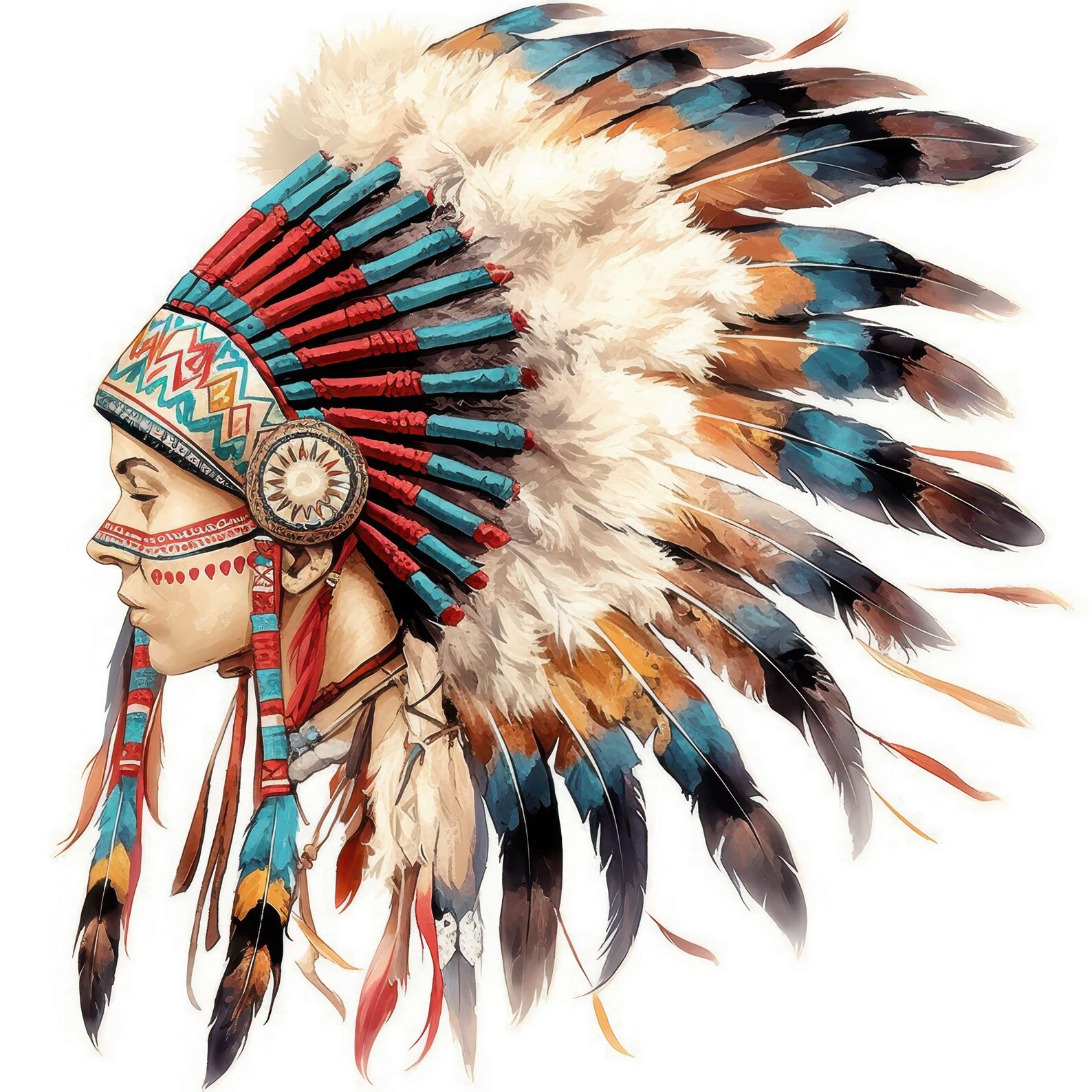 12 Native American Head Dress Clipart, Indian Dress Images, Printable ...