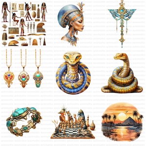 Watercolor Ancient Egypt Clip Art | Cleopatra, Eye of Horus, Pyramids ...