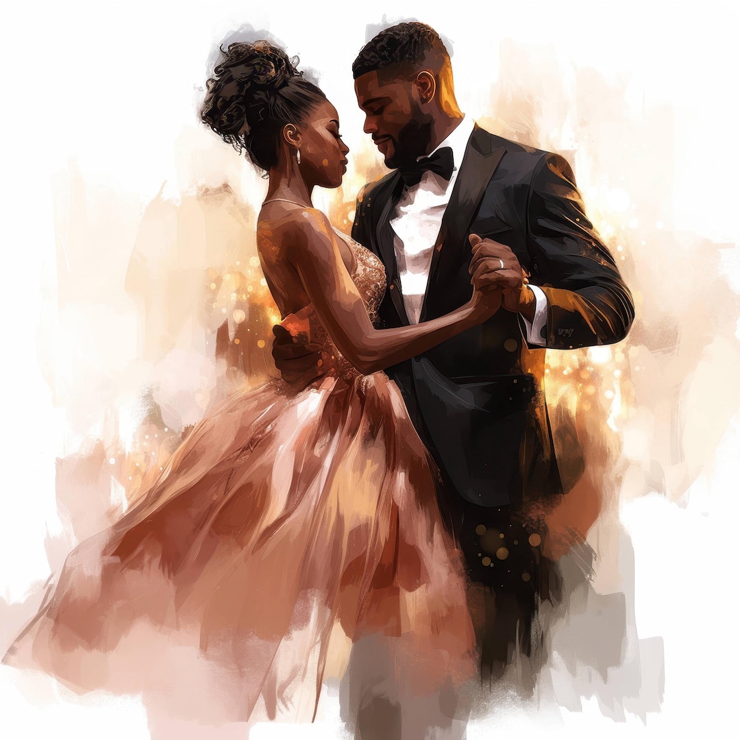 Romantic Black Couple Dancing Clip Art 15 High Res Watercolor Jpgs Junk ...