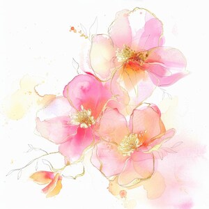 10 Pink Gold Flowers Clipart, Digital Planner, Flowers Print, Printable ...