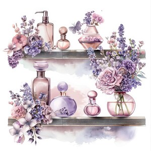 13 Floral Perfume Bottle Clipart Bundle Set, 15 High-quality Jpgs for ...