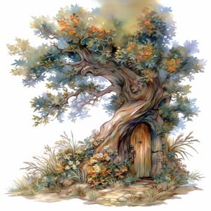 13 Secret Tree Door Clipart Bundle, Fairy Gates Illustrations ...