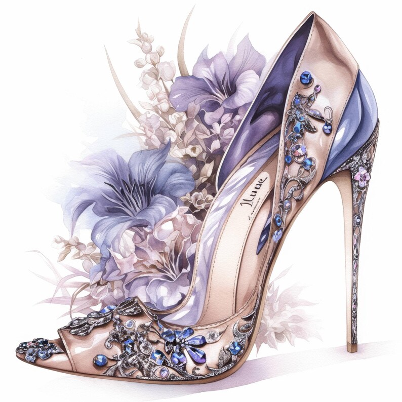10 Floral High Heels Clipart Bundle, Prom Shoes Illustrations ...