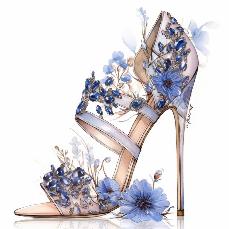 10 Floral High Heels Clipart Bundle, Prom Shoes Illustrations ...