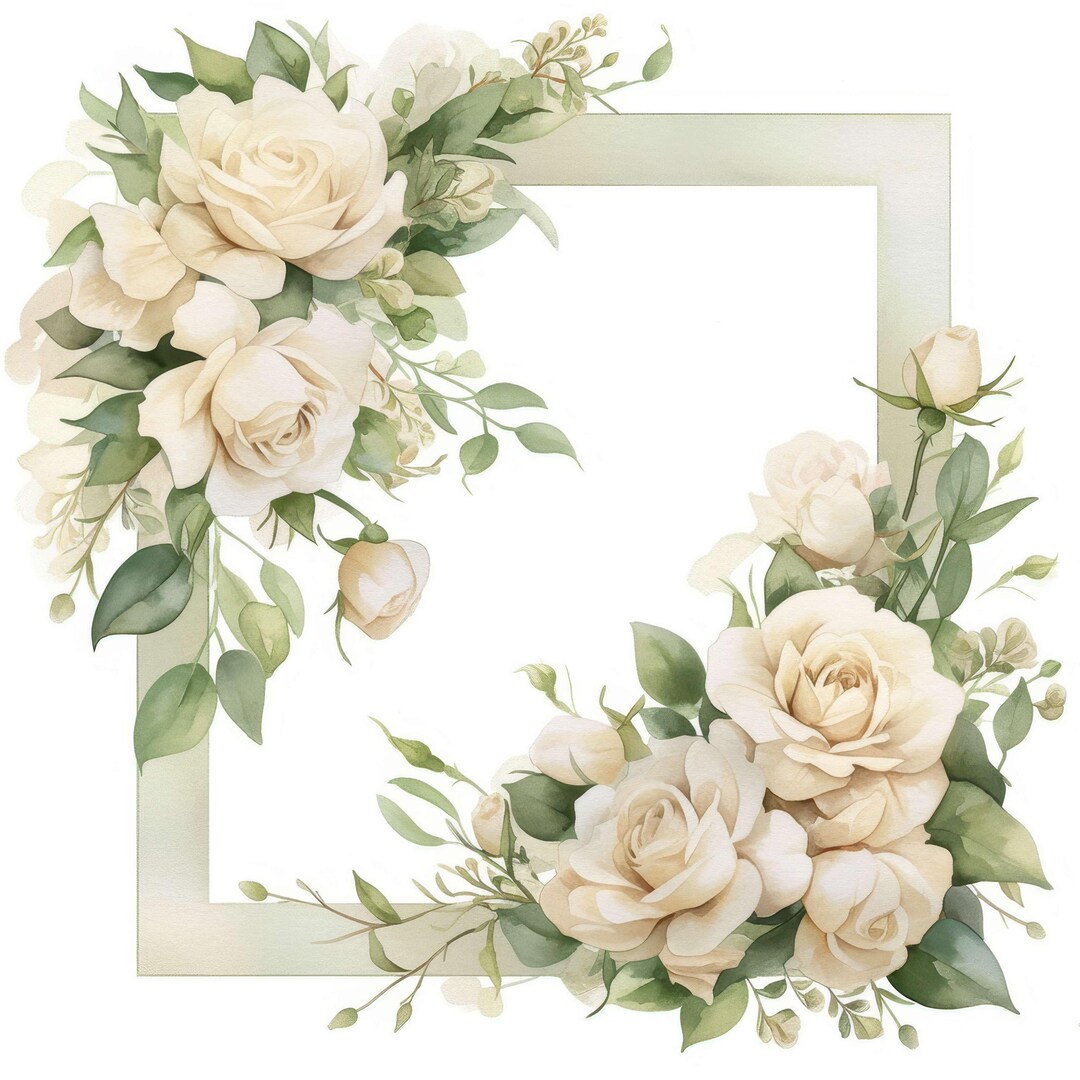 24 Floral Decors Clipart Set, Rose Borders Illustrations, Printable ...