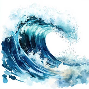 20 Ocean Waves Clipart Bundle, Printable Watercolor Ocean Clipart, High ...