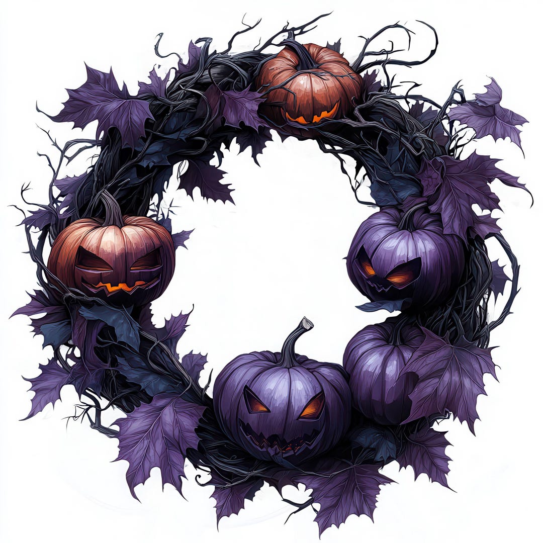 14 Halloween Spooky Frames Clipart Bundle, Printable Watercolor Frame ...