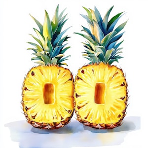 19 Realistic Pineapple Clipart Bundle, Printable Watercolor Fruit ...