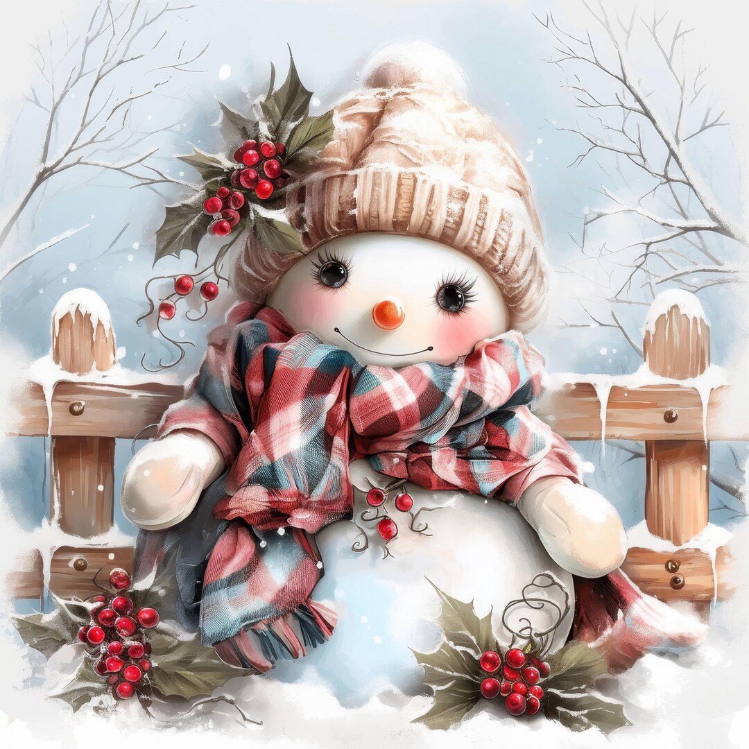12 Cute Snowman Clipart Illustration Bundle, Snowman Sublimation ...