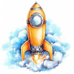 13 Space Rocket Clipart Bundle, Rocket Images Illustrations, Printable ...