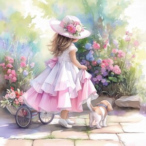 12 Girl and Flower Clipart Bundle, Cute Spring Girl Illustrations ...