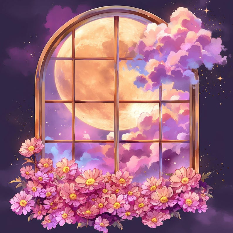 18 Celestial Windows Clipart Bundle, Printable Watercolor Window Images ...