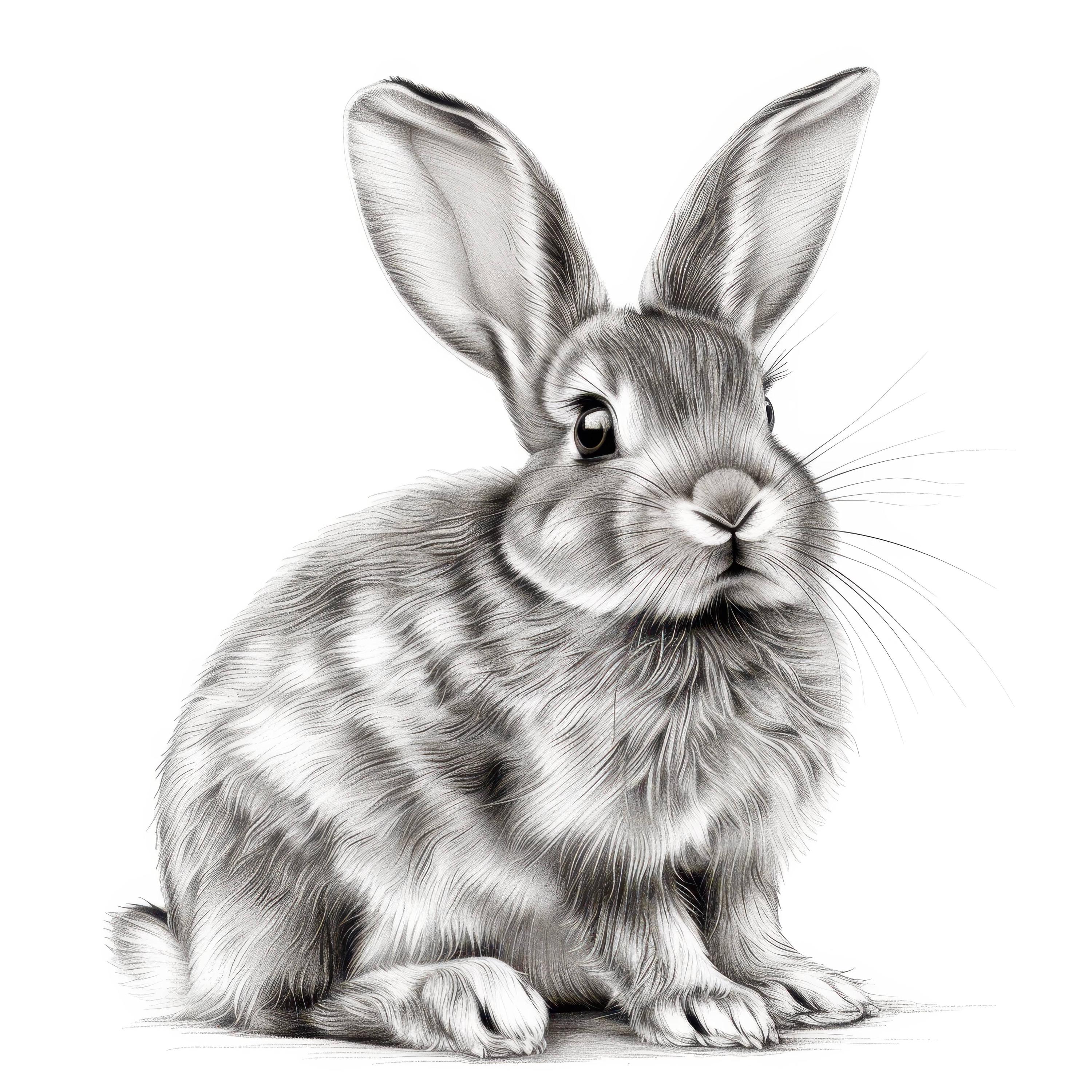 17 Bunny Black White Clipart Bundle Set, Line Art Clipart, Printable ...