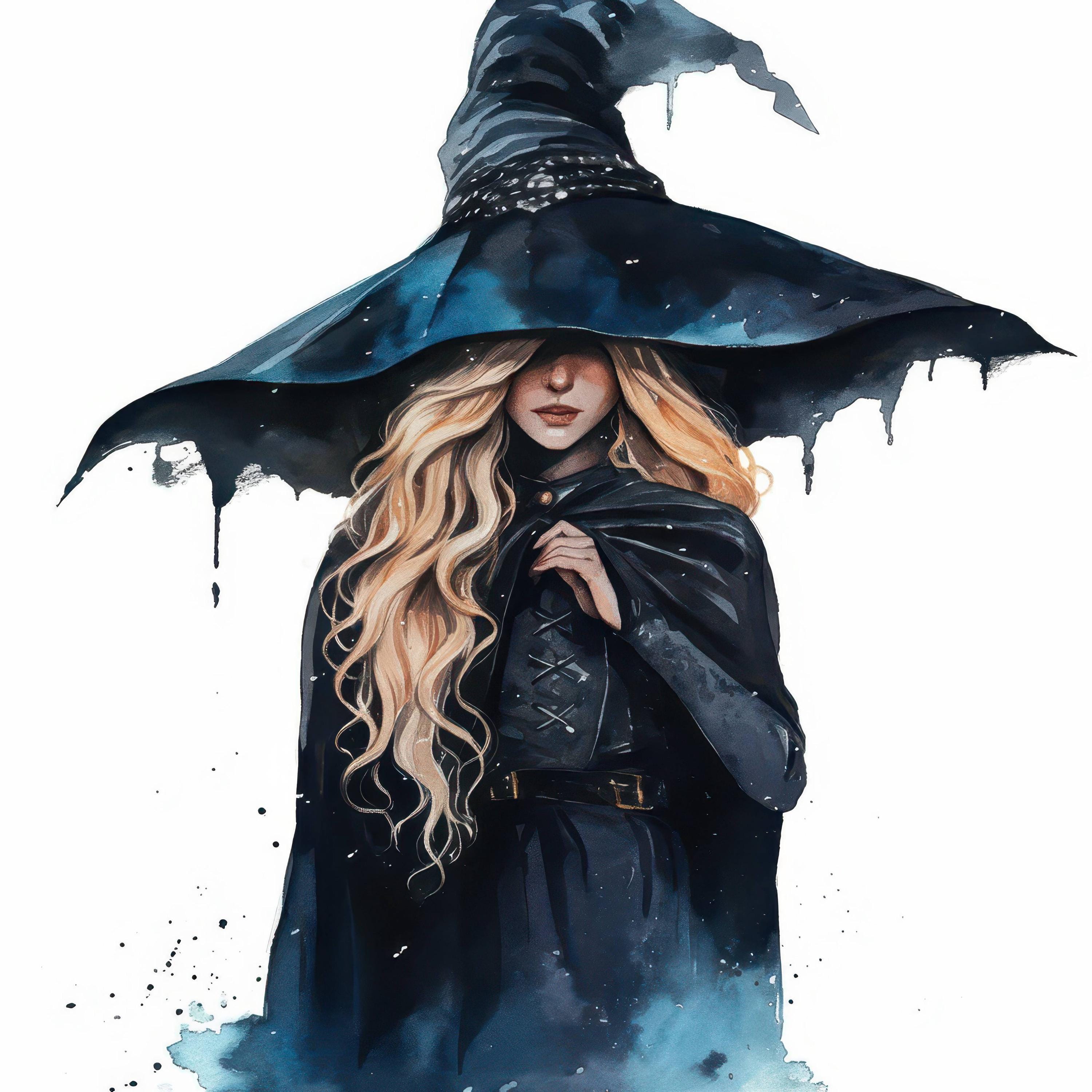 11 Dark Blue Witches Clipart Bundle, Printable Watercolor Fantasy ...