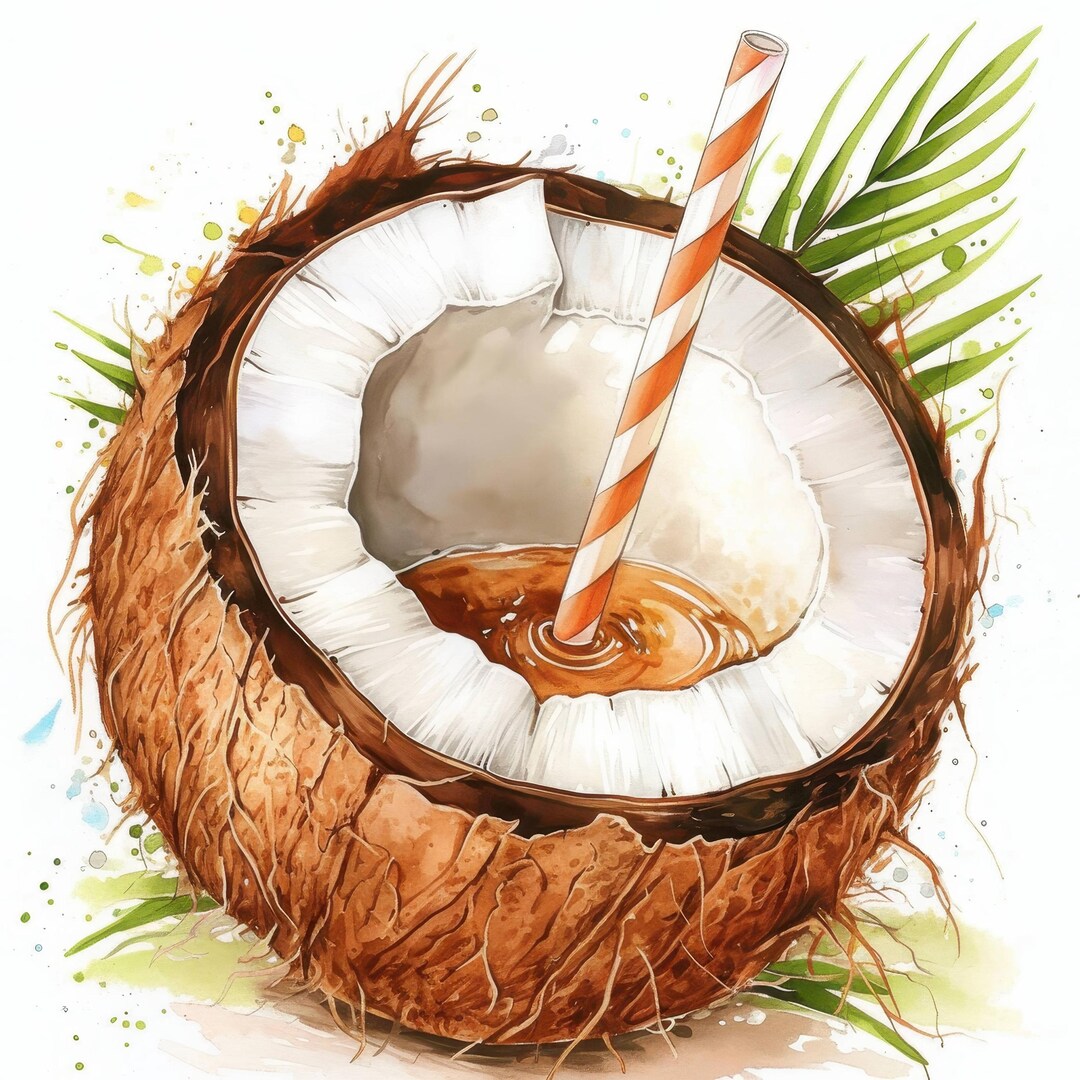 11 Coconut Drink Clipart Bundle, Tropical Beverage Illustrations ...