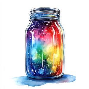 19 Rainbow Jars Clipart Bundle, Rainbow in a Jar Illustrations, High ...