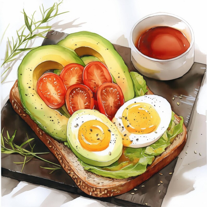 10 Avocado Toast Clipart Bundle, Healthy Breakfast Illustrations ...