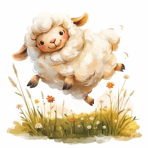 16 Funny Sheep Clipart Bundle, Spring Sheep Prints Illustrations ...