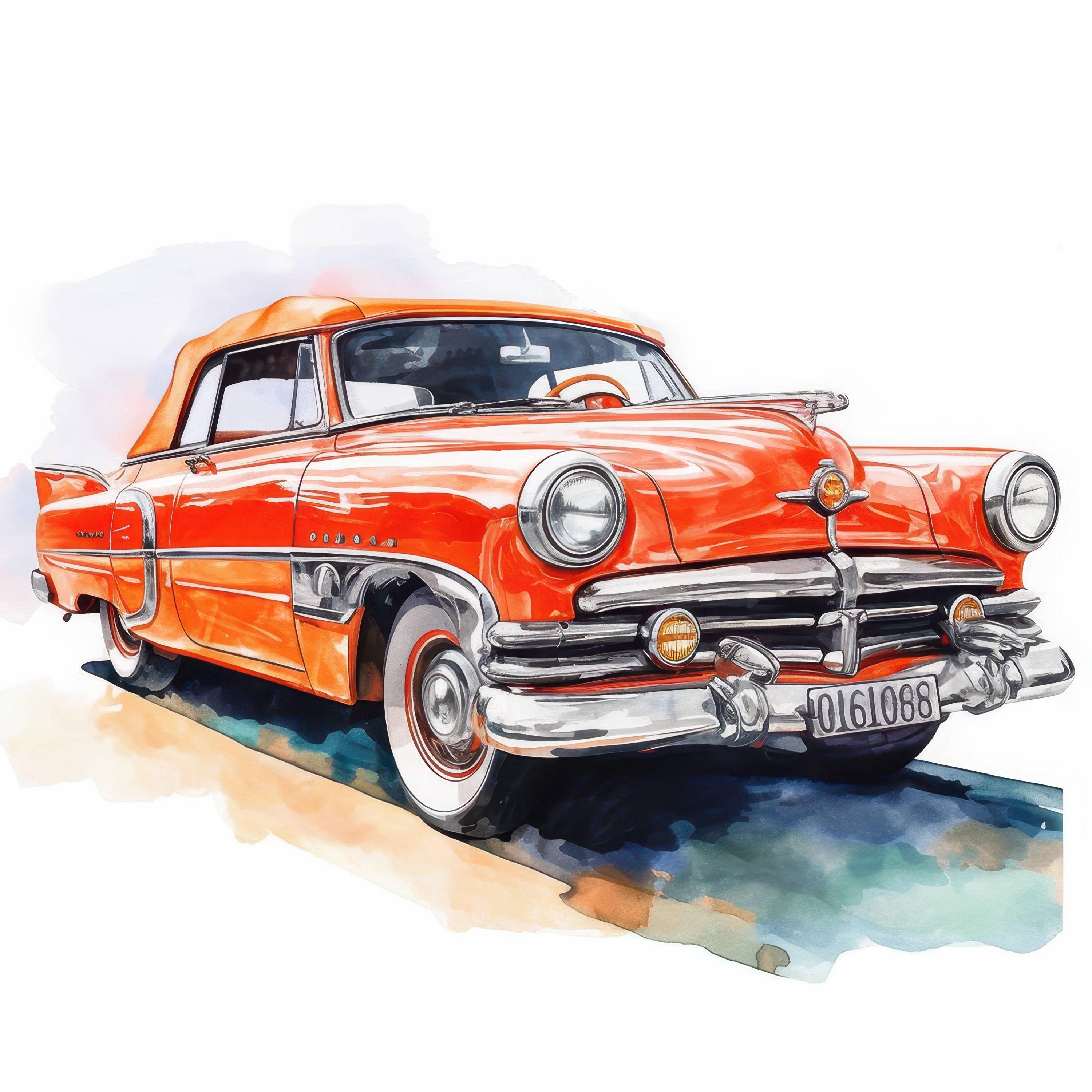 15 Vintage Convertible Car Clipart Set, Retro Car Illustrations ...