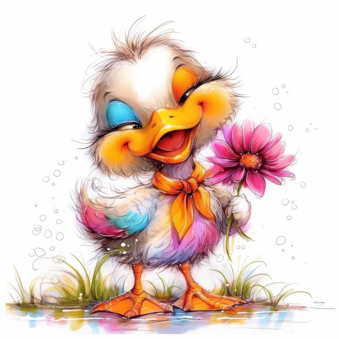 13 Frazzled Duck Clipart Bundle, Whimsical Fantasy Illustration ...