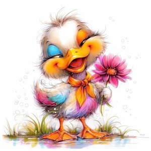 13 Frazzled Duck Clipart Bundle, Whimsical Fantasy Illustration ...